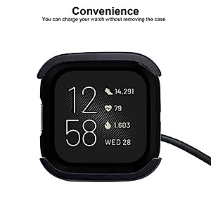 Rc-Z Case for Fitbit Versa 2, Hard Matte PC Screen Protector Full-Around Frame Bumper Full Face Screen Cover Protective Case for Fitbit Versa 2 Smartwatch, Black