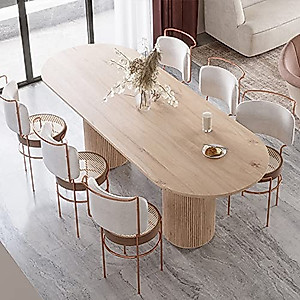 BAYCHEER Round Wood Color Dining Table Pine Solid Wood Table Modern with Double Pedestal - 70.9" L x 31.5" W x 29.5" H (Table Only)