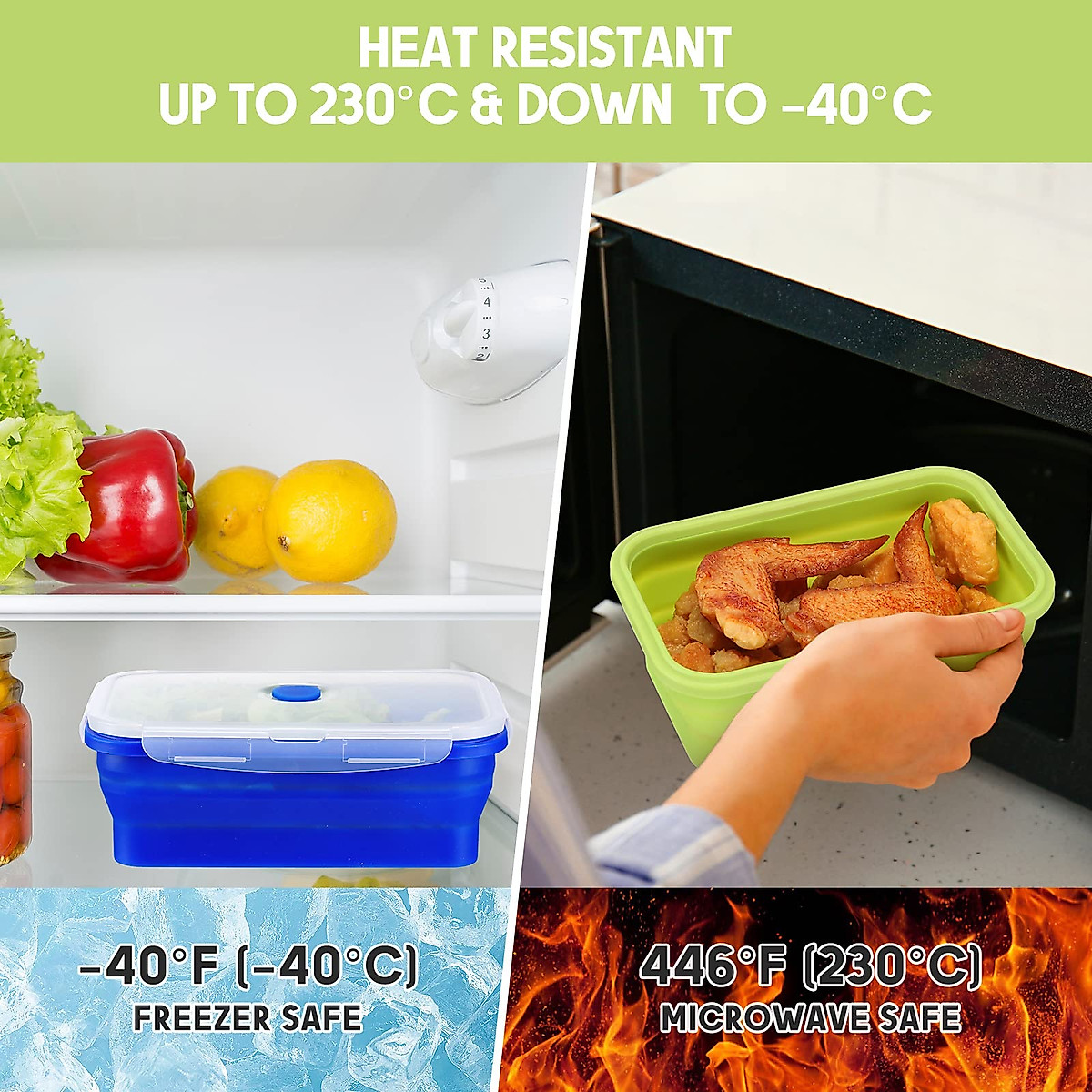 4 Sets 16 Pcs Silicone Food Storage Containers with Lids Collapsible Meal Prep Container Silicone Food Box Microwave Lunch Containers Leftover Meal Box, Dishwasher and Freezer Safe (Multicolor)