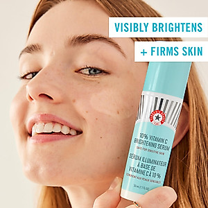 First Aid Beauty 10% Vitamin C Brightening Serum, Safe for Sensitive Skin, Helps Brighten + Visibly Firm Face + Neck, 1.7 oz