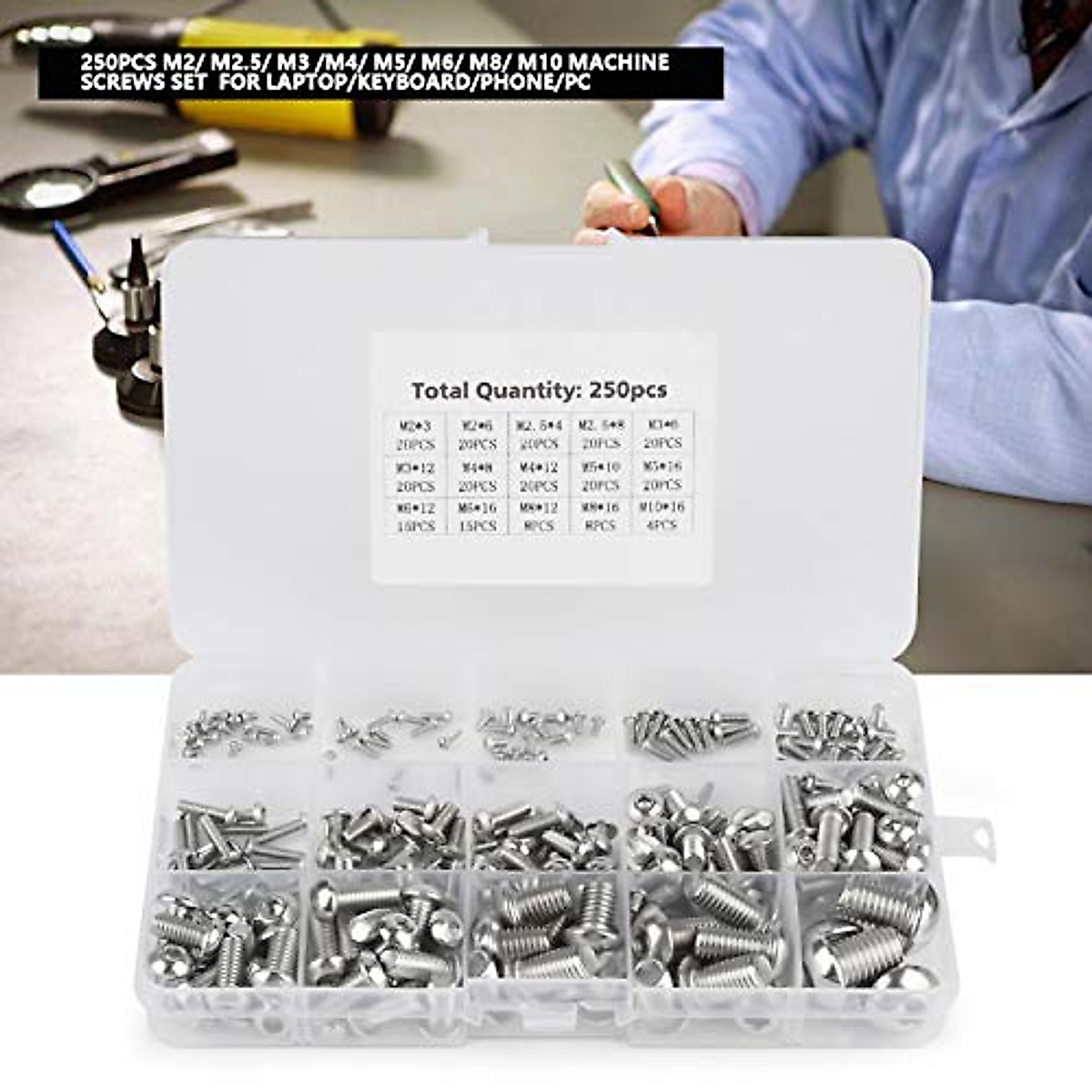 Screws Set Socket Screw Bolt Durable 250pcs for Memory for Motherboard for Keyboard for Computer Hard Disk