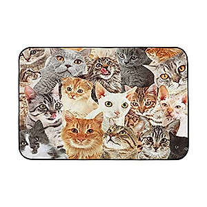 Kitchen Mat Cute Kitty Cat Kitchen Floor Mat Cushioned Anti-Fatigue Kitchen Rug 3D Cat Non-Slip Kitchen Rugs and Mats Comfort Mat for Kitchen, Floor Home, Office, Sink, Laundry