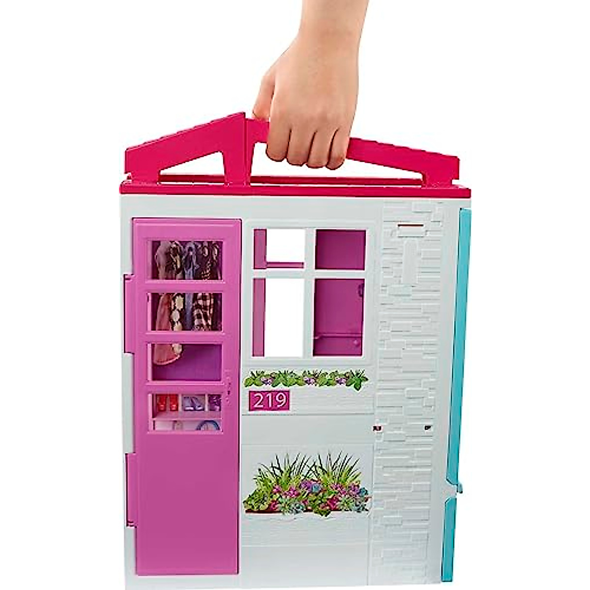 Barbie Doll House, Portable Playset with Carrying Handle and Accessories, Kitchen, Bedroom, Bathroom and Patio Pool (Amazon Exclusive)