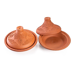 Luksyol Clay pot for cooking - Handmade tagine pot moroccan for cooking - Lead free earthenware pot - Tagine Pot Oven Safe - 100% Natural & Safe for Health - eco friendly terracotta pots 11.42 inches