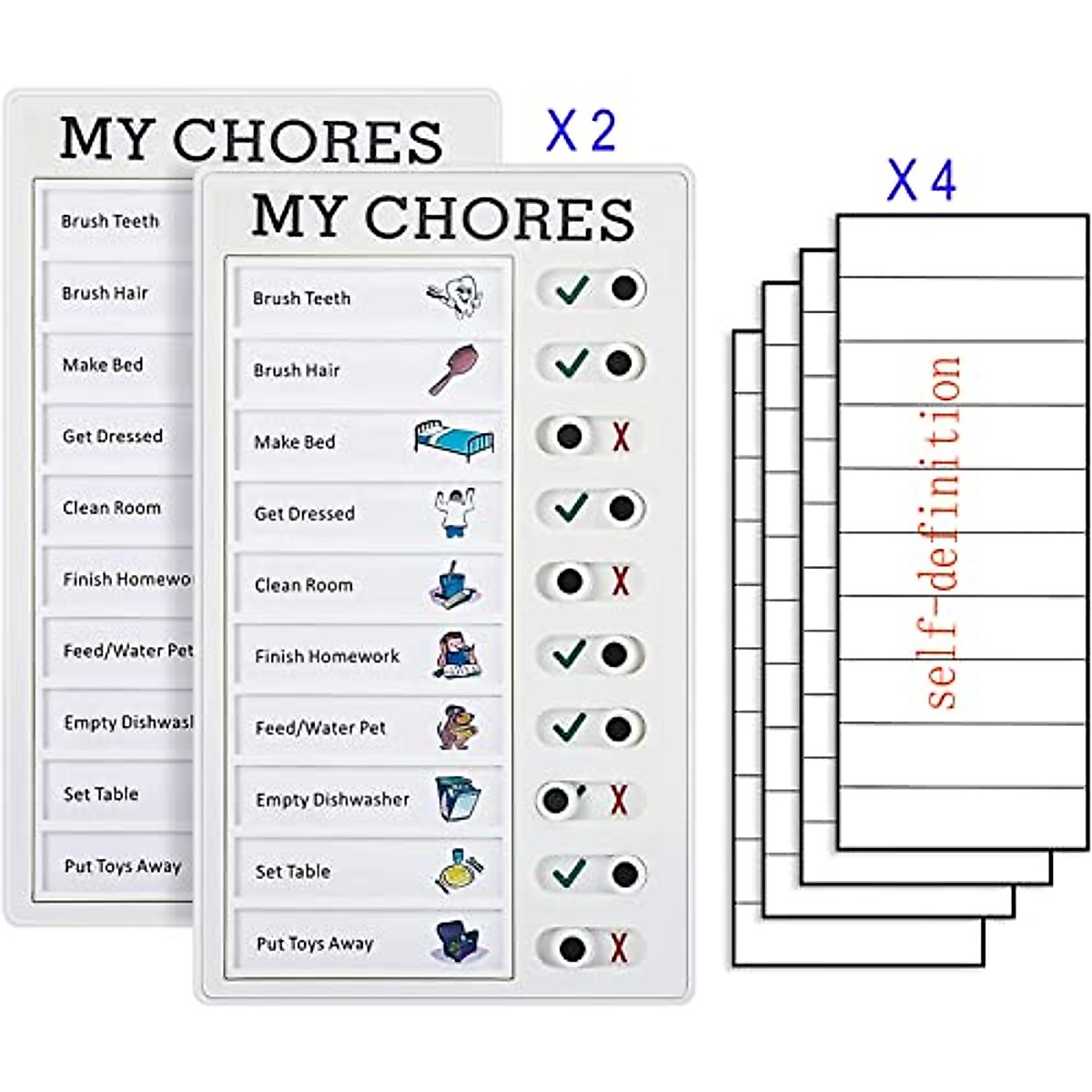 2 Pieces Chore Chart for Kids,Portable Chore Chart Memo Plastic Board - 4.7x7.9 Inch Detachable Message Board,Daily to Do List,RV Checklist