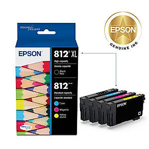 EPSON T812 DURABrite Ultra Ink High Capacity Black & Standard Color Cartridge Combo Pack (T812XL-BCS) for select Epson WorkForce Pro Printers