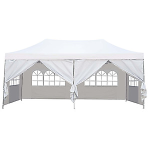 outdoor basic 10x20 Ft Pop up Canopy Party Wedding Gazebo Tent Shelter with Removable Side Walls White For Hiking