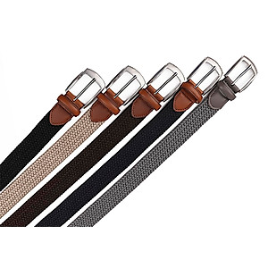 Elastic Fabric Woven Stretch Braided Belts (L, Beige)