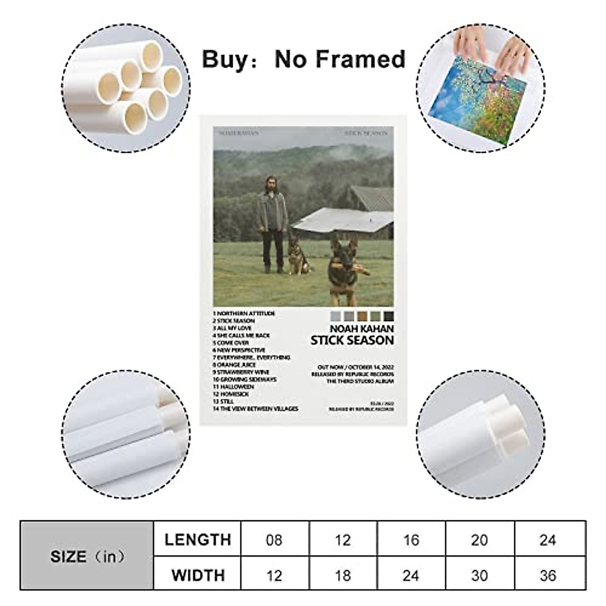 Noah Kahan Posters Stick Season Album Cover Poster for Room Aesthetic Canvas Art Poster and Wall Art Picture Print Modern Family Bedroom Decor Posters 12x18inch(30x45cm)