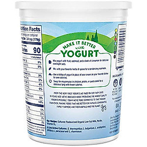 Stonyfield Organic Lowfat Yogurt, Plain, 32 oz. – 7g of Protein, Multiserving Yogurt Snack & Cooking Substitute