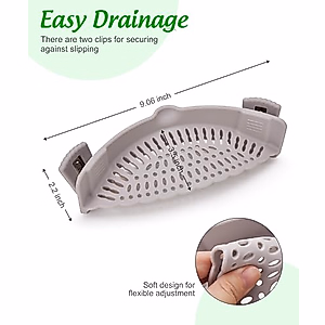 SUNWUKIN Strain Pot Strainer and Pasta Strainer - Adjustable Silicone Clip On Food Strainers for Pots, Pans, and Bowls - Kitchen Drainer Colander