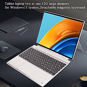 Yoidesu 2 in 1 Laptop, 12.3 IPS HD 3K Touch Screen Display, for J4125 Quad Core CPU, with Magnetic Keyboard, 2.4GHz/5GHz WiFi, 6000mah Battery, BT Laptop Computer for Win 11