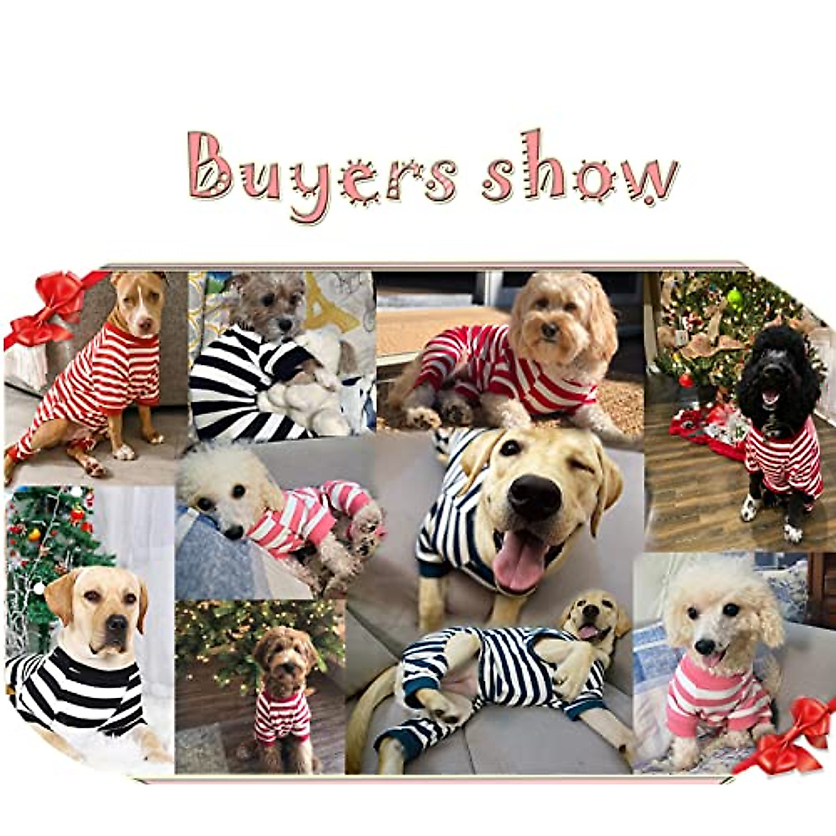 Uadonile Dog Pajamas,95% Cotton Thermal Jumpsuit,Comfortable Striped PJS,Size from XS-XXXL,for Small Large Dog Breeds,Pink,Large,L.