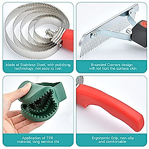 Aemygo 3 Pcs Reversible Stainless Steel Curry Comb 5 Rings, Double Sided Horse Grooming Brush, Scotch Type Metal Dog Brush Large Rubber Hair Remover Comb, Soft Touch Grip Scraper for Cow Sheep Dog