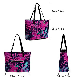 Womens Handbag Floral Butterfly Pattern Leather Tote Bag Top Handle Satchel Bags For Lady