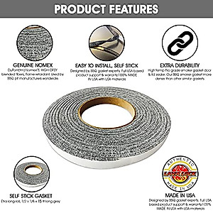 LavaLock 12 GREY High Performance BBQ Gaskets Smoker Seals - Self Stick 1/2 x 1/8 x 15 ft long Hi -Temp