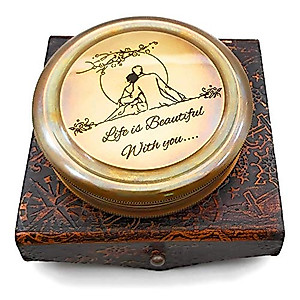 Life is beautiful with you Engraved compass, E E cumings poem engraved working compass, Anniversary, birthday, love, Sorry, Valentines day, Keepsakes, old memories, Love momentos, Unusual gift