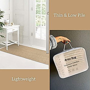 Lahome Boho Bathroom Rugs, Small 2x3 Front Door Mat Lightweight Kitchen Rug Woven Cotton Area Rug with Tassels, Farmhouse Non-Shedding Washable Throw Rug Low Pile Carpet for Entry Laundry, Khaki