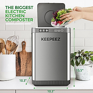 Upgraded Electric Composter, 1 Gallon Largest Smart Indoor Compost Bin Kitchen, 2 Carbon Filter, Food Recycling Composting Odor Free, Converts Waste to Dry Compost, Kitchen Composter 80% Energy Saver