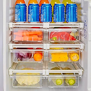 WuuusDay Storage For Fridge Organizer,Pull Out StorageBins,Clear Containers for fridge,Fridge Shelf,Food Container Storage,Adjustable Fridge organizer (Refined storage:1-pack-no divier)