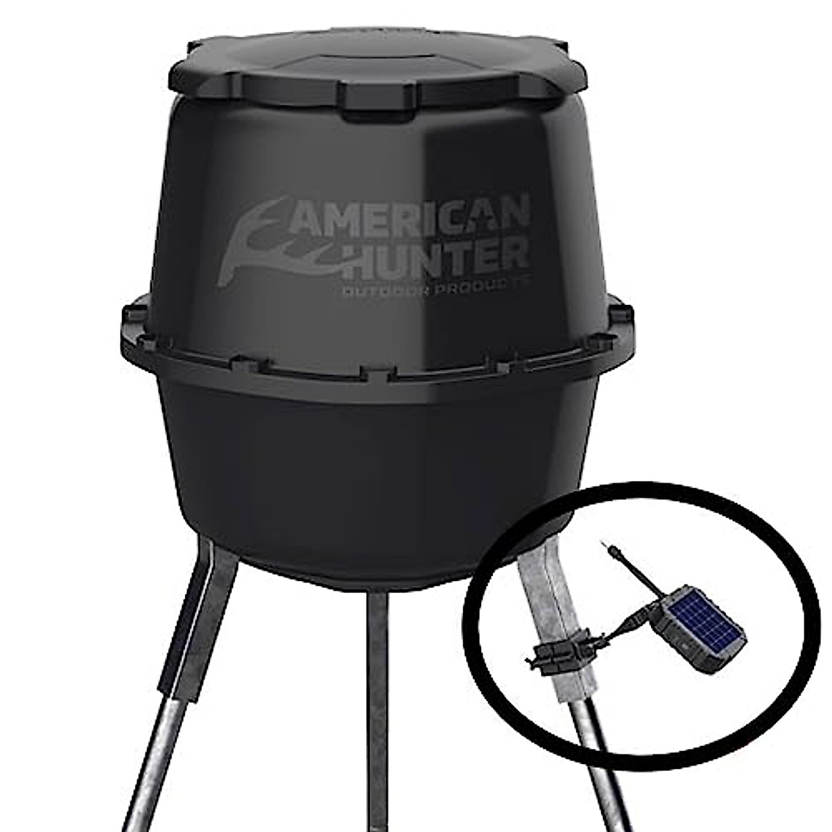 AMERICAN HUNTER 6V Power Universal Versatile Durable Solar Panel with Battery and Mounting Brackets Included for Game Feeders,Black