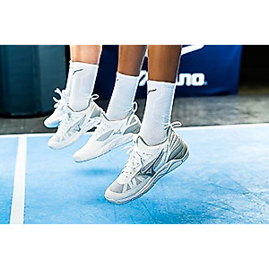 Mizuno Women's Wave Luminous Volleyball Shoe, white-silver, 9 B US