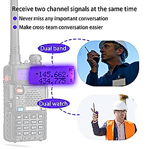 Retevis RT-5R 2 Way Radio Long Range,Business Walkie Talkies,Dual Band,High Power,Two Way Radio for Construction,Industrial with Multi Charger (6 Pack)