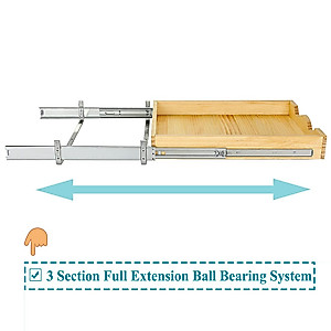 OCG Pull Out Cabinet Organizer 20" W x 21" D, Slide Out Wood Drawer Shelf, Pull Out Shelves for Base Cabinet Organization in Kitchen, Pantry, Bathroom