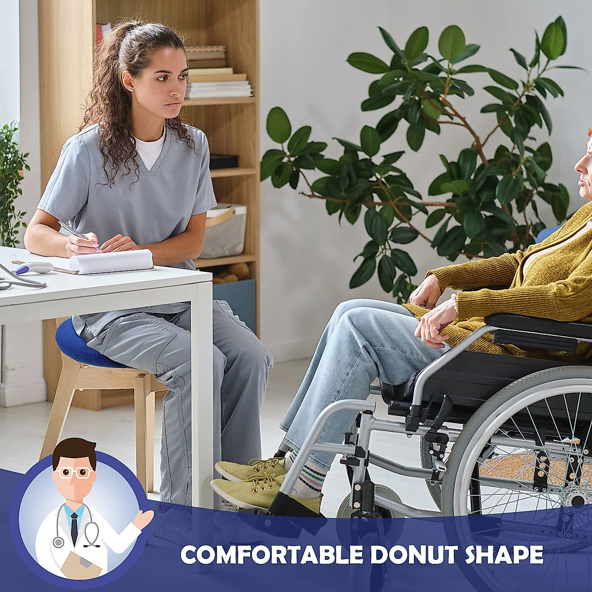 4 Pack Donut Pillow Donut Cushion with Air Pump 15'' Inflatable Donut Seat Cushion Blue Coccyx Butt Pillow Round Doughnut Pillow for Tailbone Hemorrhoid Prostatitis Office Car Home Bed Chair Supplies