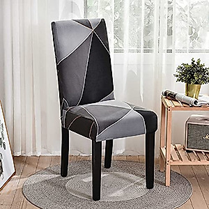 Geometric Dining Chair Cover Spandex Elastic Chair Slipcover Case Stretch Chair Covers for Wedding Dining Room A18 6pcs
