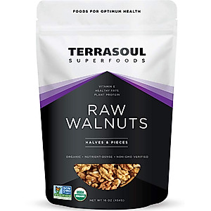 Terrasoul Superfoods Raw Organic Walnuts, 16 Oz - Chandler Variety | Fresh | Light Color