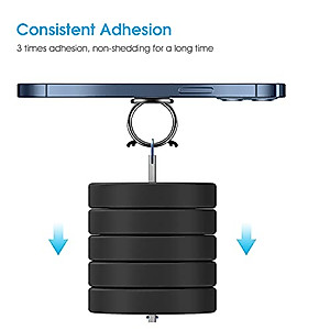 [2 Pack] Cell Phone Ring Holder, Magnetic Phone Kickstand, 360 Degree Rotation Metal Phone Ring Stand, Thin Grip Holder for Magnetic Car Mount Compatible with All Smartphone (Black)