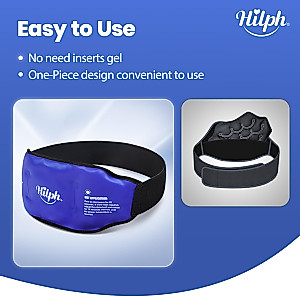 Hilph Low Back Ice Pack Wrap for Pain Relief, Reusable Ice Pack Belt Hot Cold Therapy for Low Back Pain, Lumbar Surgery, Sciatic Nerve, Coccyx, Tailbone Pain (Blue)