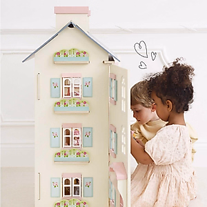 Le Toy Van - Gorgeous Cherry Tree Hall Large 4 Storey Wooden Doll House Play Set For Girls or Boys | Great As A Gift | Suitable for Ages 3+