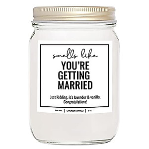 YouNique Designs Engagement Candle - Soy Candles Engagement Gifts for Couples, Engaged Candles Gifts for Women, 8 oz Bridal Shower Gifts for Bride to Be Scented Candles (Lavender & Vanilla)