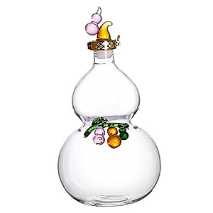 Zerodeko 2pcs Large Decoration Lu Multifunction Wu Drinking Shape Flask Transparent Random Feng Glass Holder Chinese Delicate Funny Ornament Capacity Wine Water Hu Container Shui Lou