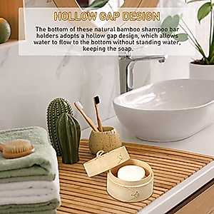 Natural Bamboo Soap Bar Holder with Lid Soap Dish Drain Foaming Net Shampoo Container Soaps Bar Box Wood Soap Tray Soap Saver Handmade Soap Case for Bathroom Shower Kitchen (6 Pcs,3.9 Inch)