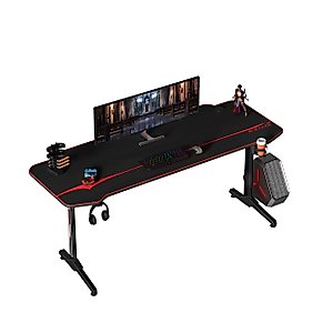 JUMMICO L Shaped Gaming Desk, 51 Inch Pc Corner Table, Computer Corner Desk with Monitor Stand for Home Office Sturdy Writing Workstation (Large, Red)