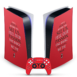 Head Case Designs Officially Licensed AC Milan Typography Art Vinyl Faceplate Sticker Gaming Skin Decal Cover Compatible with Sony PlayStation 5 PS5 Digital Edition Console and DualSense Controller