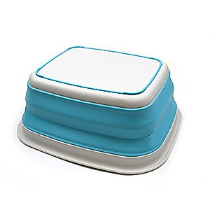 SAMMART Set of 2 Collapsible Tub - 9.45L (2.49 Gallon) - Foldable Dish Tub - Portable Washing Basin - Space Saving Plastic Washtub (2, Bright Blue)