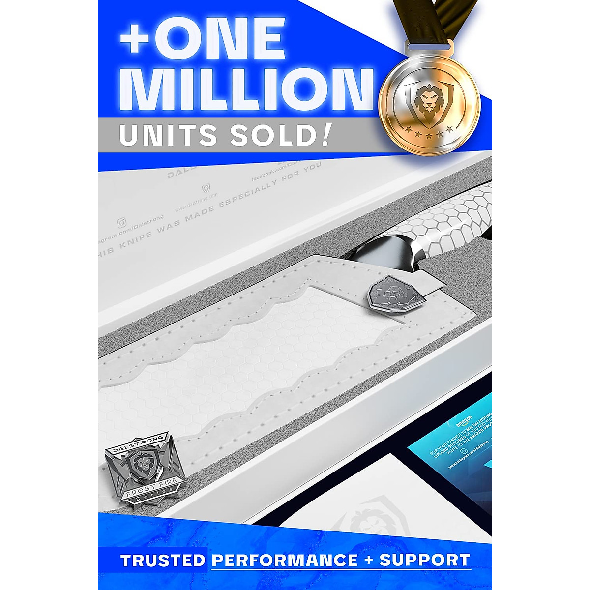 Dalstrong Nakiri Knife - 6.5 inch - Frost Fire Series - High Chromium 10CR15MOV Stainless Steel Vegetable Knife - Frosted Sandblast Finish - White Honeycomb Handle - Leather Sheath - NSF Certified