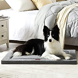 WESTERN HOME Dog Bed for Crate, High Resilience Foam Dog Crate Mat Kennel Pad with Soft Wavy Plush, Anti-Slip Washable Mattress for Large Medium Small Dogs & Cats, Grey, 36 Inches