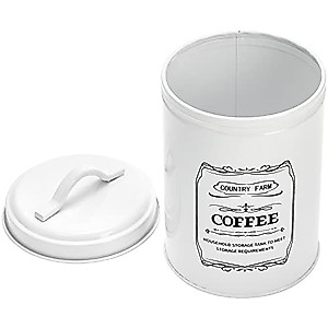 Yarlung Set of 4 Kitchen Canisters with Airtight Lids, Coffee Tea Sugar Flour Metal Tin Jars Nesting Food Storage Container Set for Farmhouse Decor, Countertop Pantry Organizer, 4 Sizes White