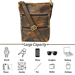 Jony Vintage Small Sling Bag for Women Leather Fashionable Crossbody Handbag Shoulder Travel Vintage Handmade Purse