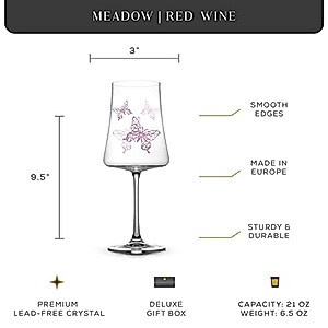 JoyJolt Meadow Butterfly Red Wine Glasses – Premium Red Wine Glasses Set of 2 – Exquisite Pink Butterfly Crystal Wine Glasses – 21oz Long Stem Unique Wine Glasses – Made in Europe
