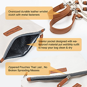 EZONTEQ Diaper Bag Organizing Pouches Dry Wet Bag with Labeled, Diaper Organizer Clutch with Waterproof Interior, Durable Leather Wristlet Strap and Zippers (Pack of 4)