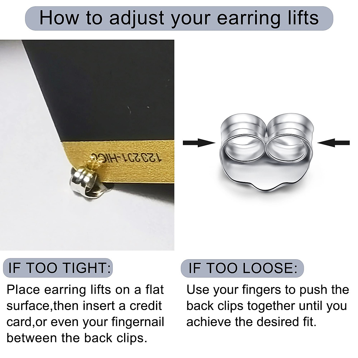 White Gold Earring Backs 14K Solid Gold 0.17 Grams AU585 Butterfly Real Earrings Backs Replacements for Studs 585 Hypoallergenic Pierced Secure