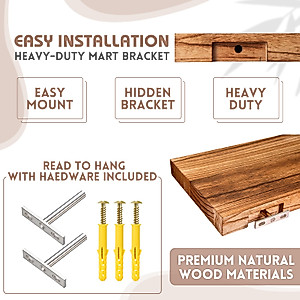 Sasylvia 4 Pcs Extra Long Floating Wall Shelves Book Rustic Thick Shelves for Wall Decor Wall Mounted Wood Farmhouse Bathroom Hanging Shelf for Bedroom Living Room Kitchen(Brown, 35 x 9.5 x 1.5)