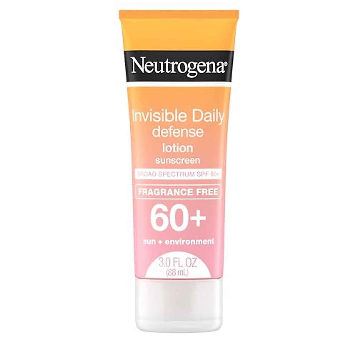 Neutrogena Invisible Daily Defense Fragrance-Free Sunscreen Lotion, Broad Spectrum SPF 60+, Oxybenzone-Free & Water-Resistant, Sun & Environmental Aggressor Protection, 3.0 fl. oz