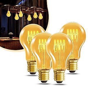 HESSION A19 Vintage LED Edison Bulbs, 4W Equivalent 40W LED Bulbs, 400 Lumens 2300K Warm Light, E26 Base Dimmable A19 Light Bulb for Light Fixture, Pack of 4